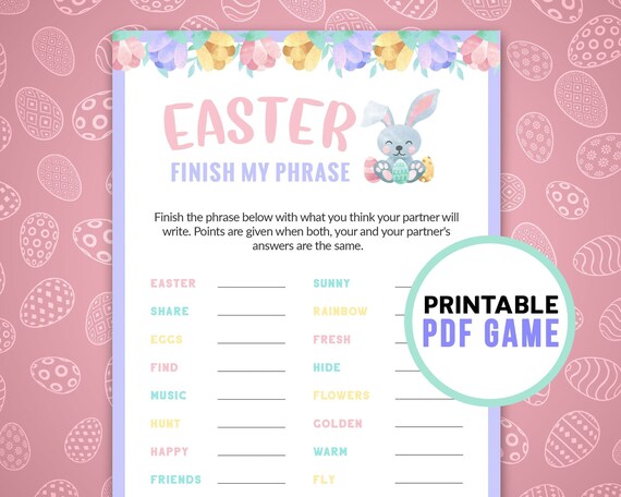 Easter Games Finish the Phrase Printable Activity for Kids & - Etsy