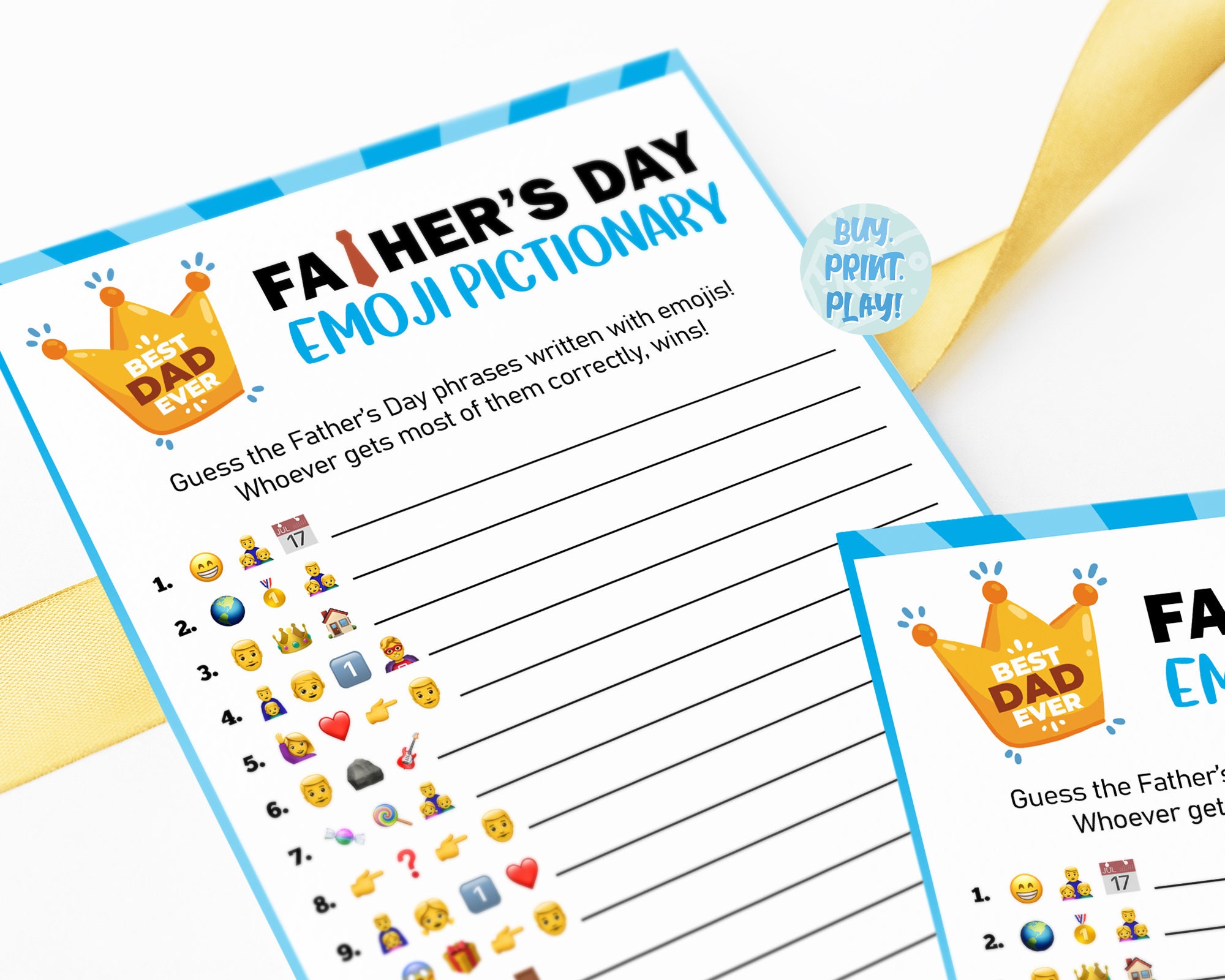 Fathers Day Emoji Pictionary Game Printable Activity for | Etsy