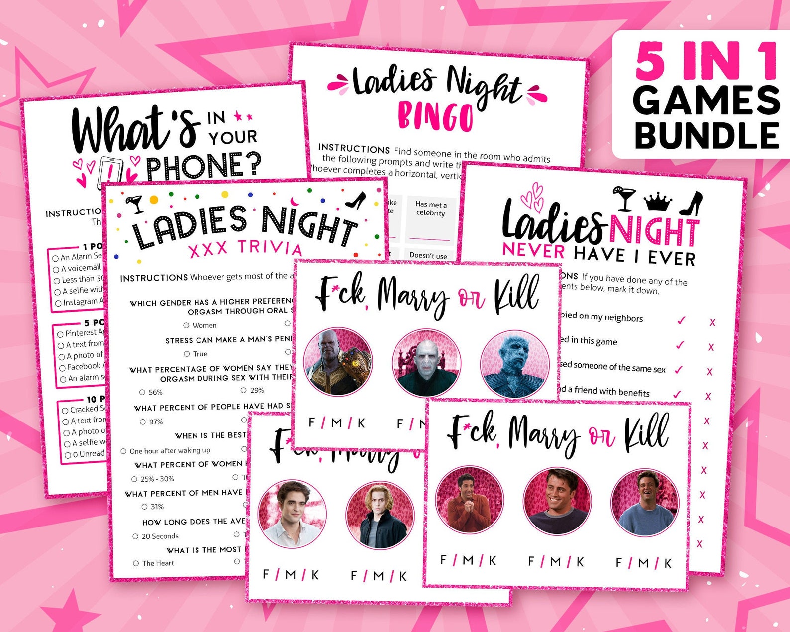 Ladies Night Games Pack Girls Night Games Bundle - Etsy