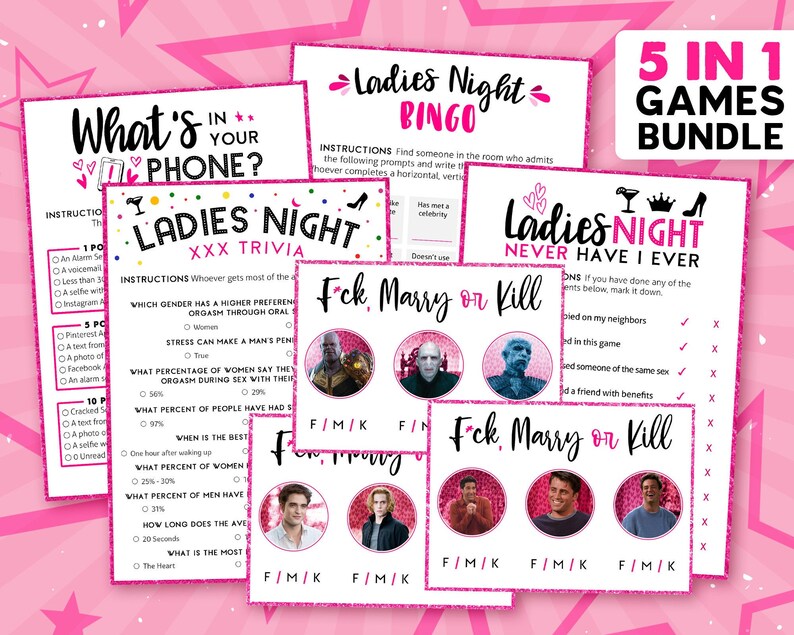 Ladies Night Games Pack Girls Night Games Bundle - Etsy