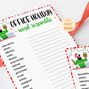 Office Holiday Word Scramble | Christmas Party Games for Coworkers ...