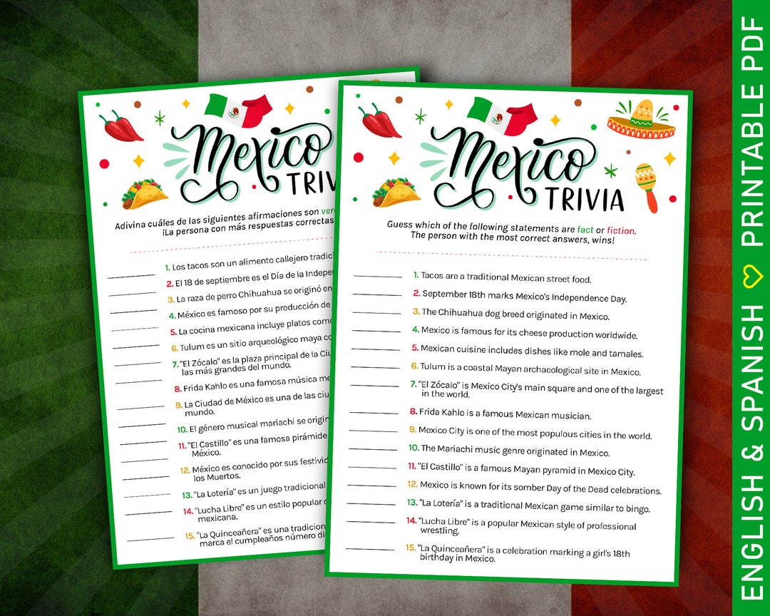 Fun Mexico Trivia | Hispanic Heritage Month | Mexican Independence Day ...
