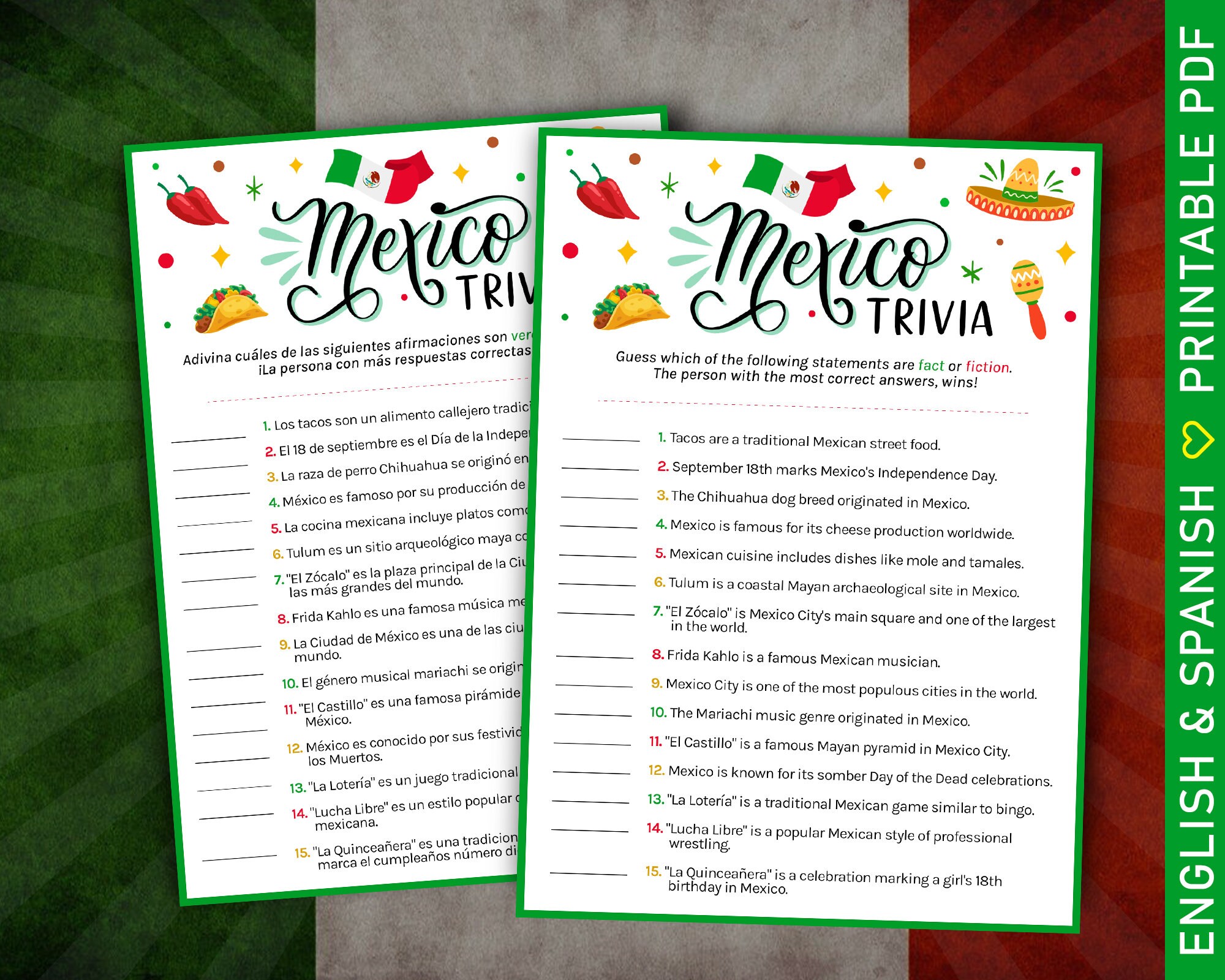 Pictionary Mexican Independence Words 4th Of July Games | Printable