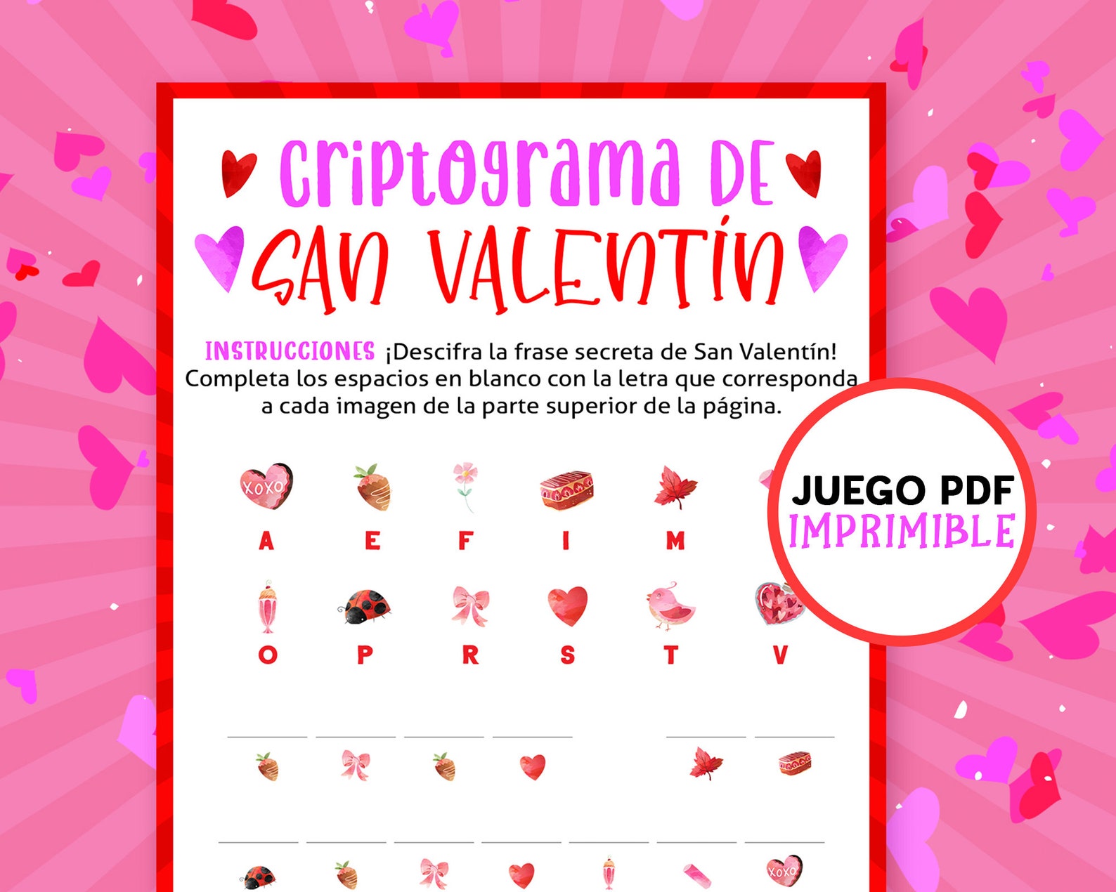 Pack De Juegos De San Valentin Para Niños Spanish Valentines - Etsy