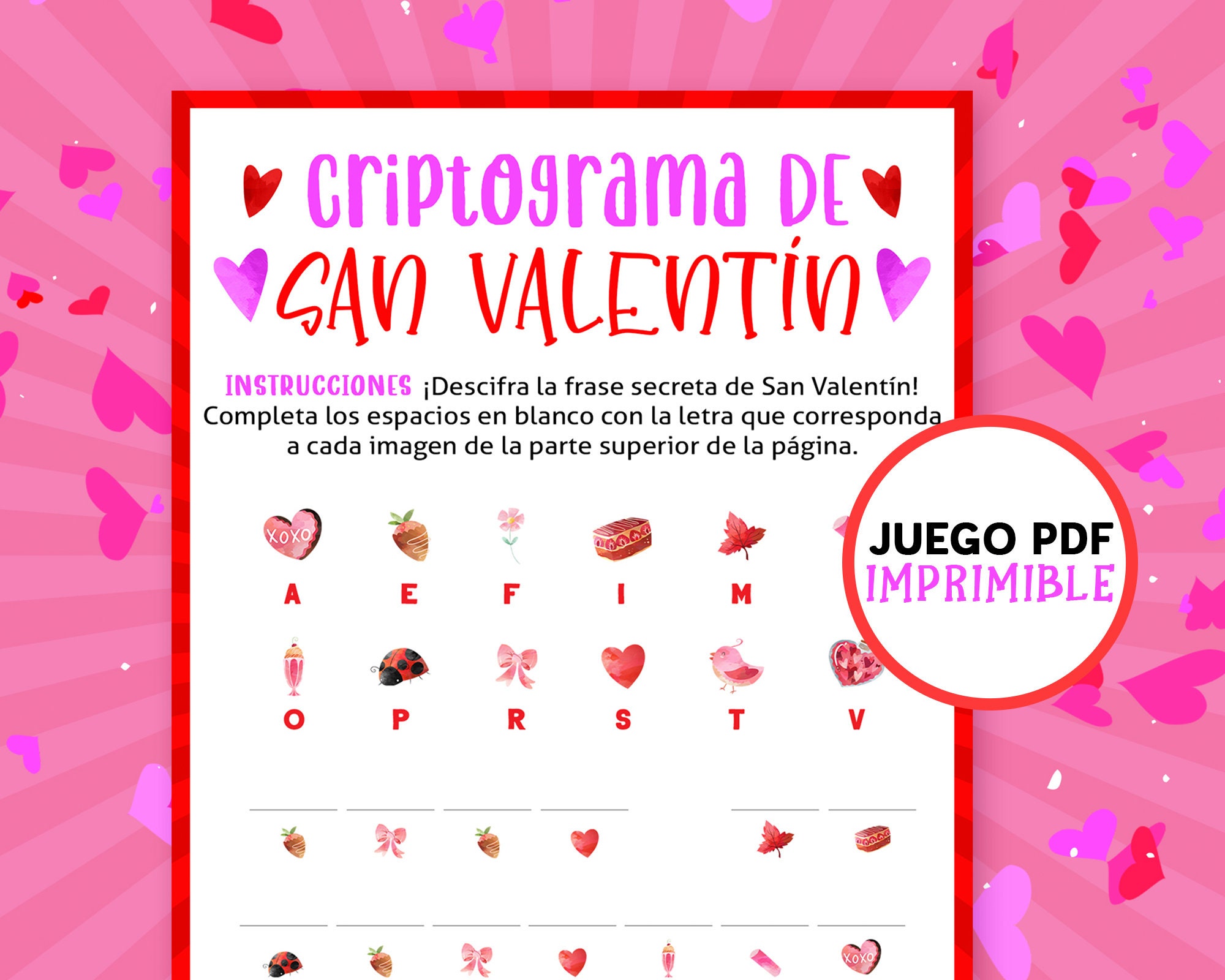 Pack De Juegos De San Valentin Para Niños Spanish Valentines | Etsy