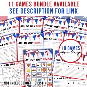 4th of July Printable Games, US Independence Day Games - Etsy
