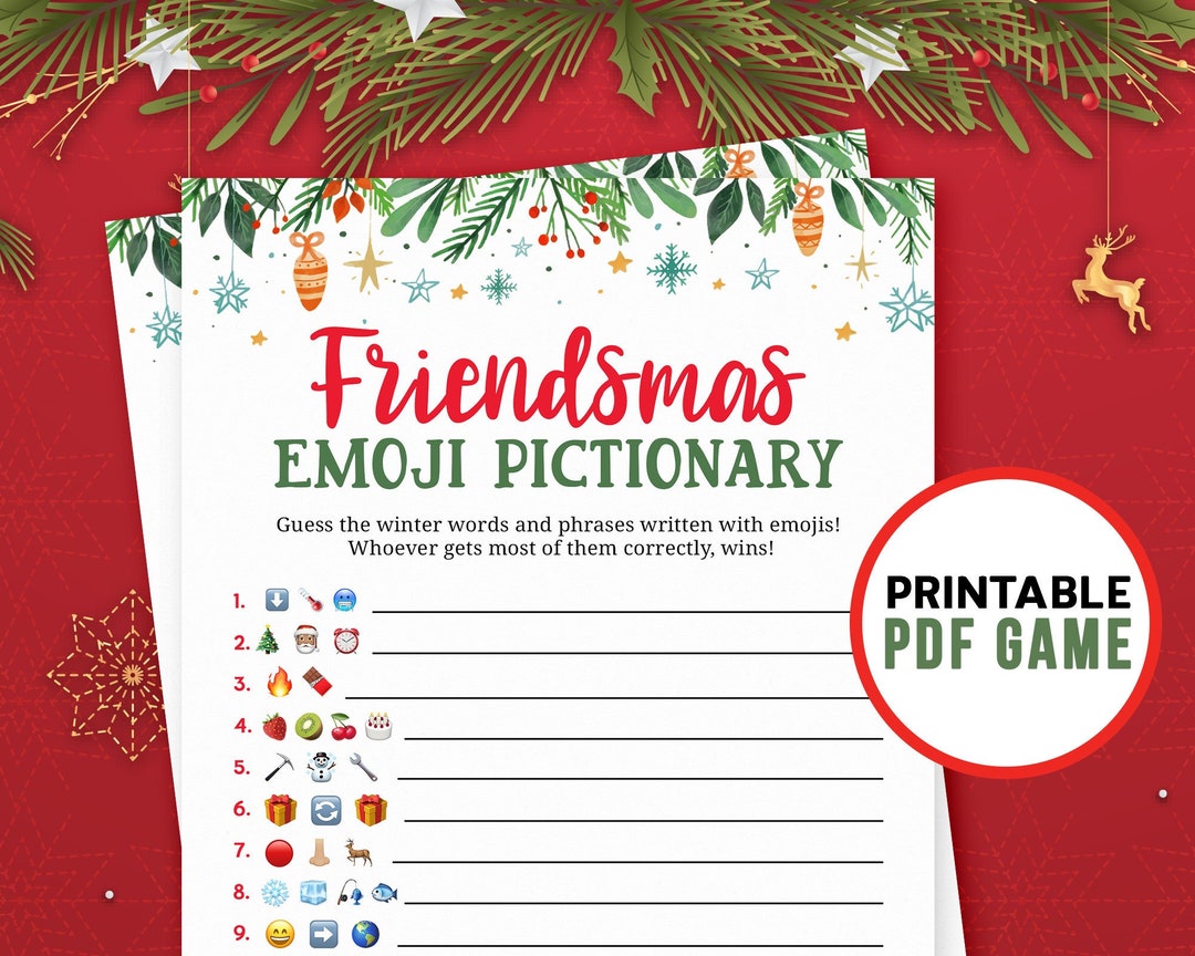 Friendsmas Emoji Pictionary Christmas Party Printable Games - Etsy
