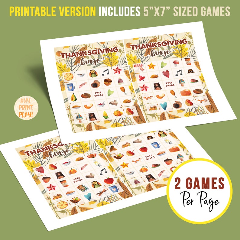 Thanksgiving Bingo Game Fall Printable Game Thanksgiving | Etsy