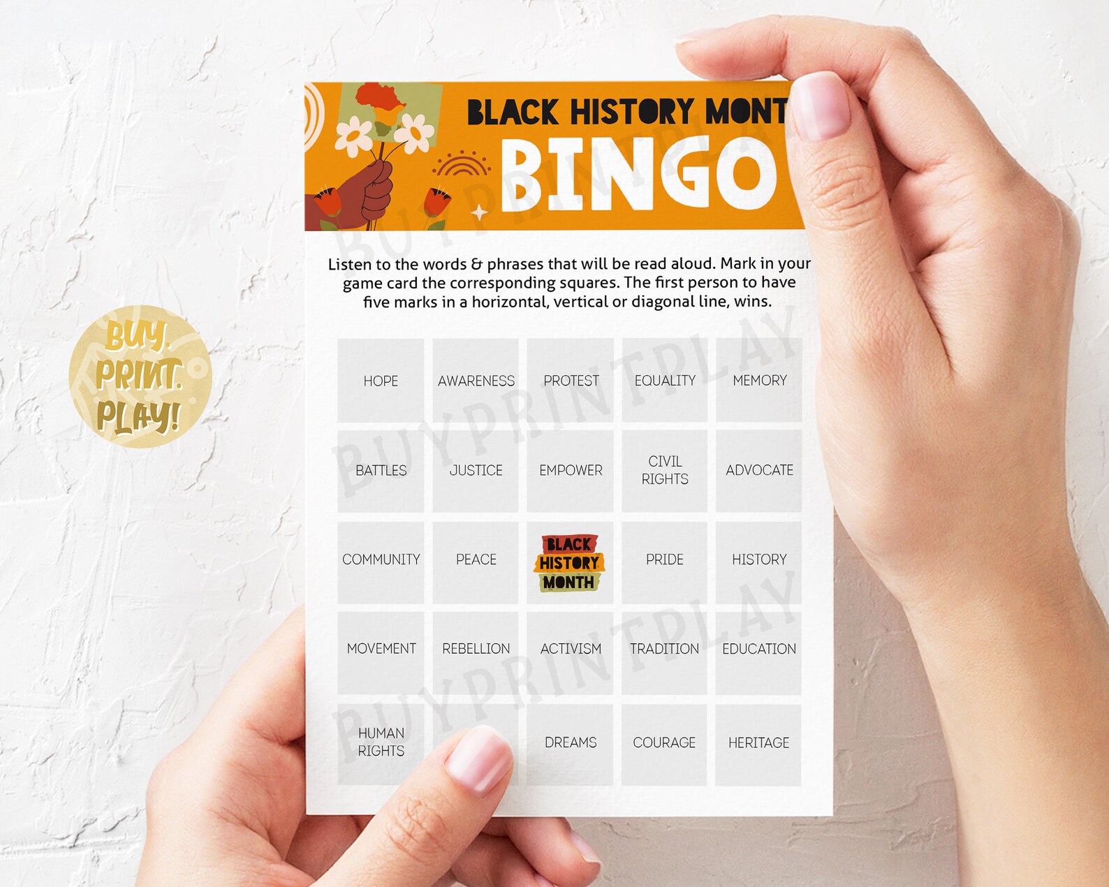 Black History Month Word Bingo American History Printable | Etsy