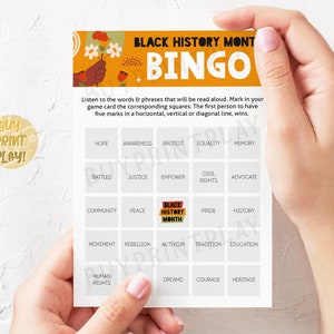 Black History Month Word Bingo | American History Printable Games ...