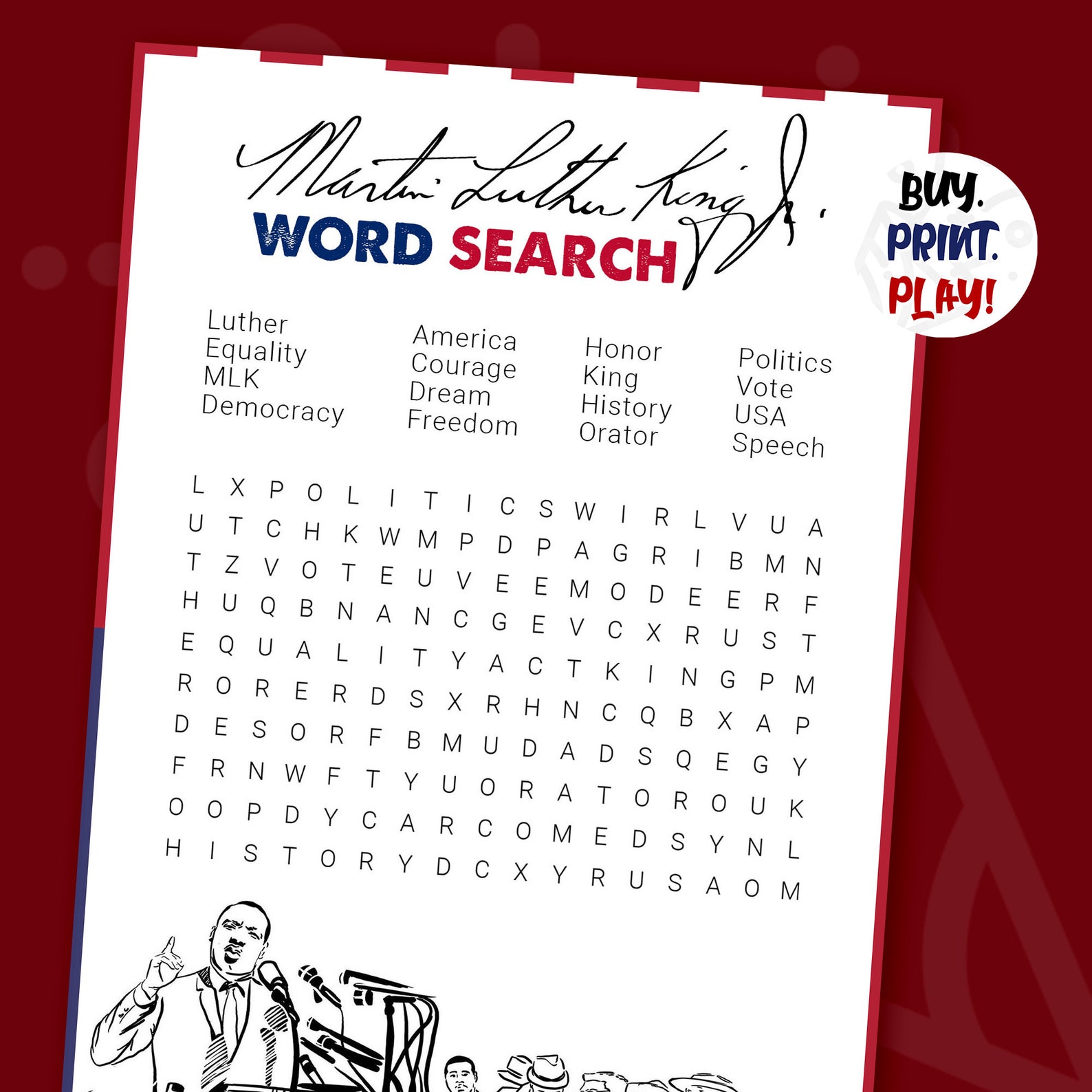 Martin Luther King Games Bundle Printable Games MLK | Etsy