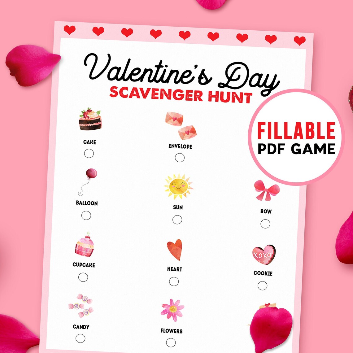 Valentines Scavenger Hunt for Kids Printable Game Zoom - Etsy