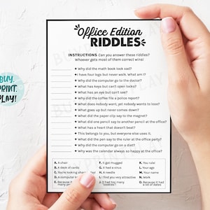 Riddles for Office Party | Printable Games for Workplace | Team ...