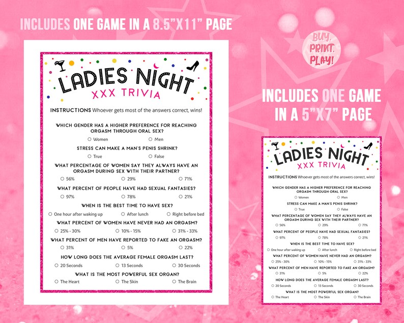 Dirty Adult Trivia Fun Ladies Night Games XXX Trivia - Etsy