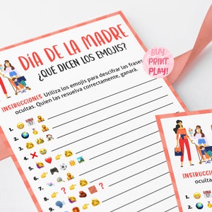 Mothers Day Emoji Pictionary Trivia in Spanish | Juegos Del Dia De La ...