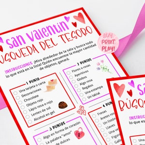 Juegos de San Valentin Busqueda del tesoro Imprimibles en español ...