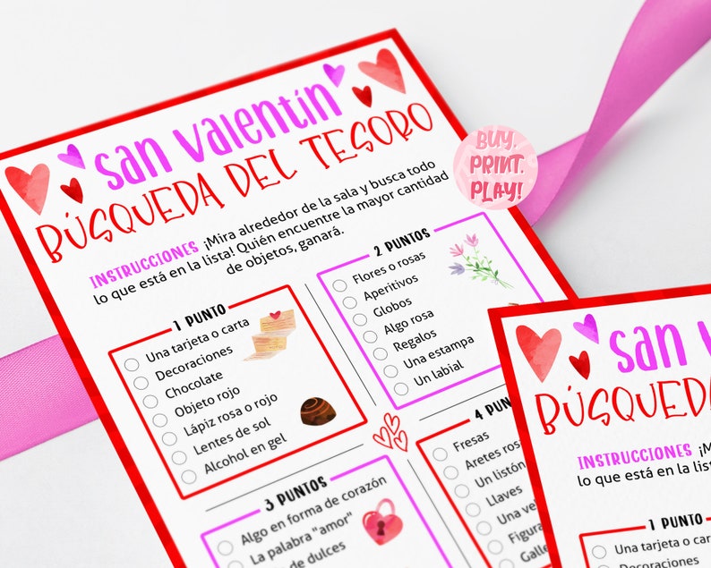 Spanish Valentines Day Scavenger Hunt Games for Kids and - Etsy
