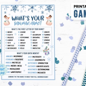 Fun Winter Whats Your Snowman Name? | Wintertime Printable Games | Fun ...