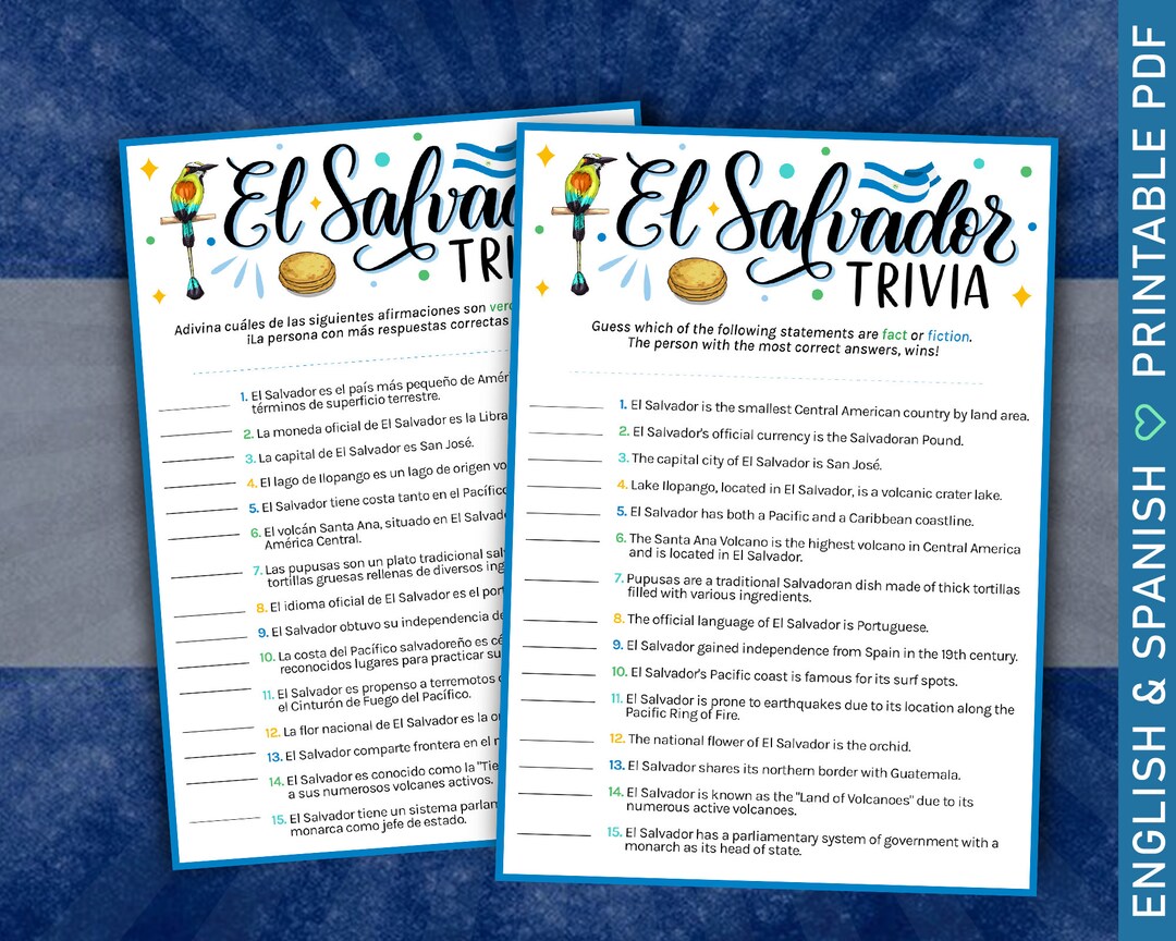 El Salvador Trivia | Hispanic Heritage Month | Bilingual Central ...