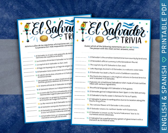 El Salvador Trivia | Hispanic Heritage Month | Bilingual Central ...