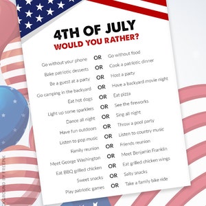4th of July Games - Would You Rather | This or That Independence Day ...