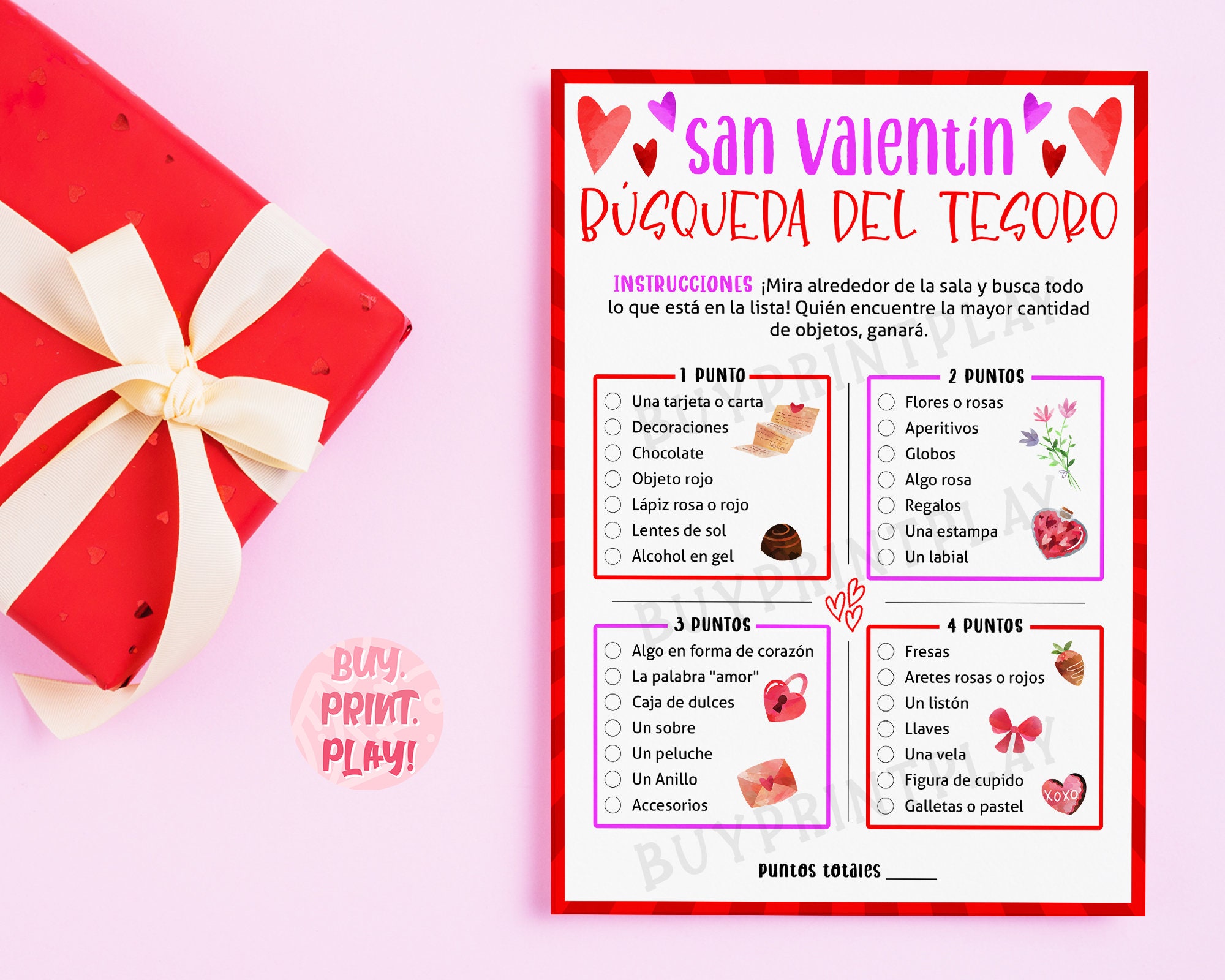 Spanish Valentines Day Scavenger Hunt Games for Kids and - Etsy