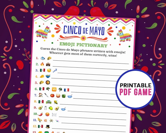 Cinco De Mayo Emoji Pictionary Game Mexican Fiesta Party - Etsy