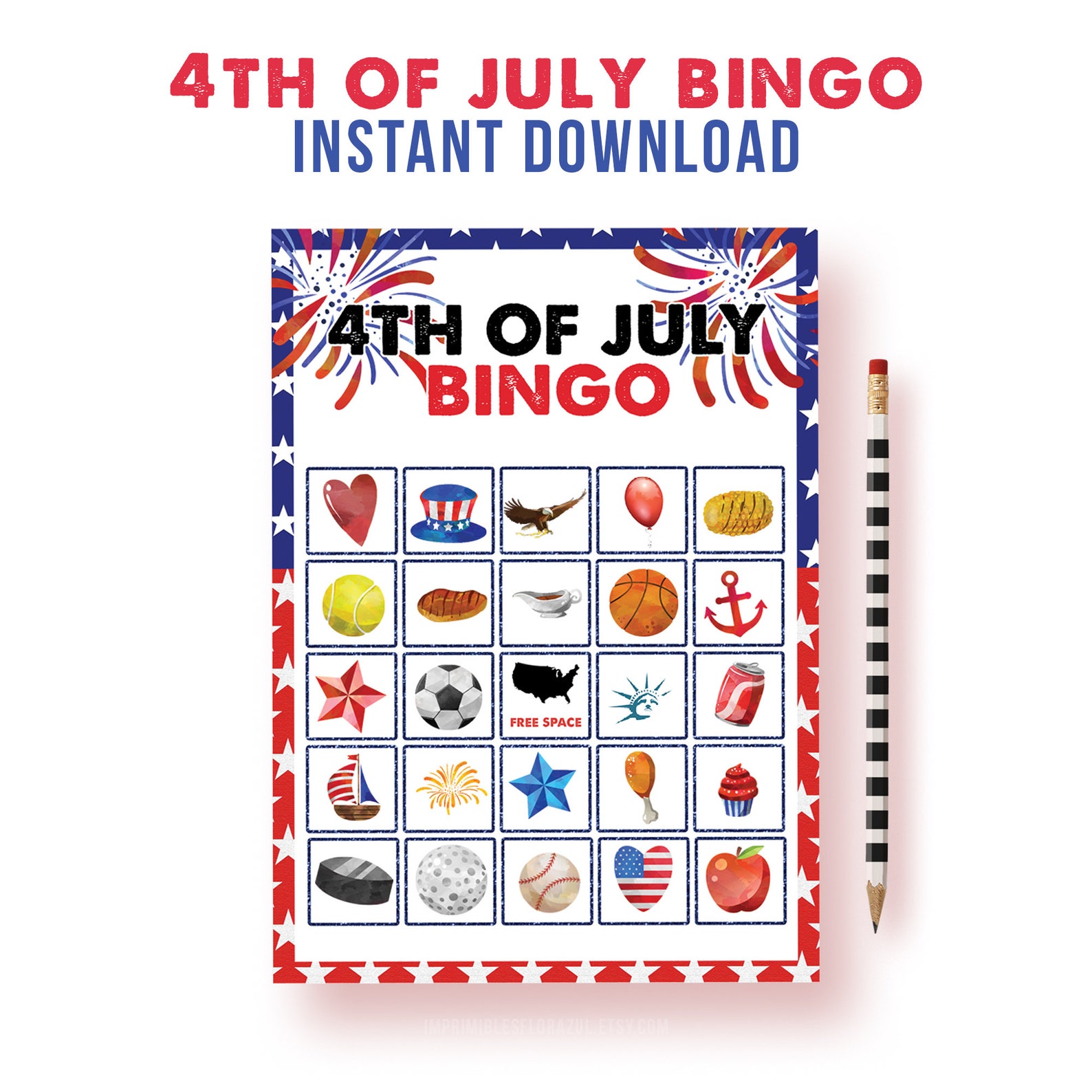 4th of July Bingo Independence Day Bingo Printable Game - Etsy