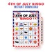 4th of July Bingo Independence Day Bingo Printable Game - Etsy