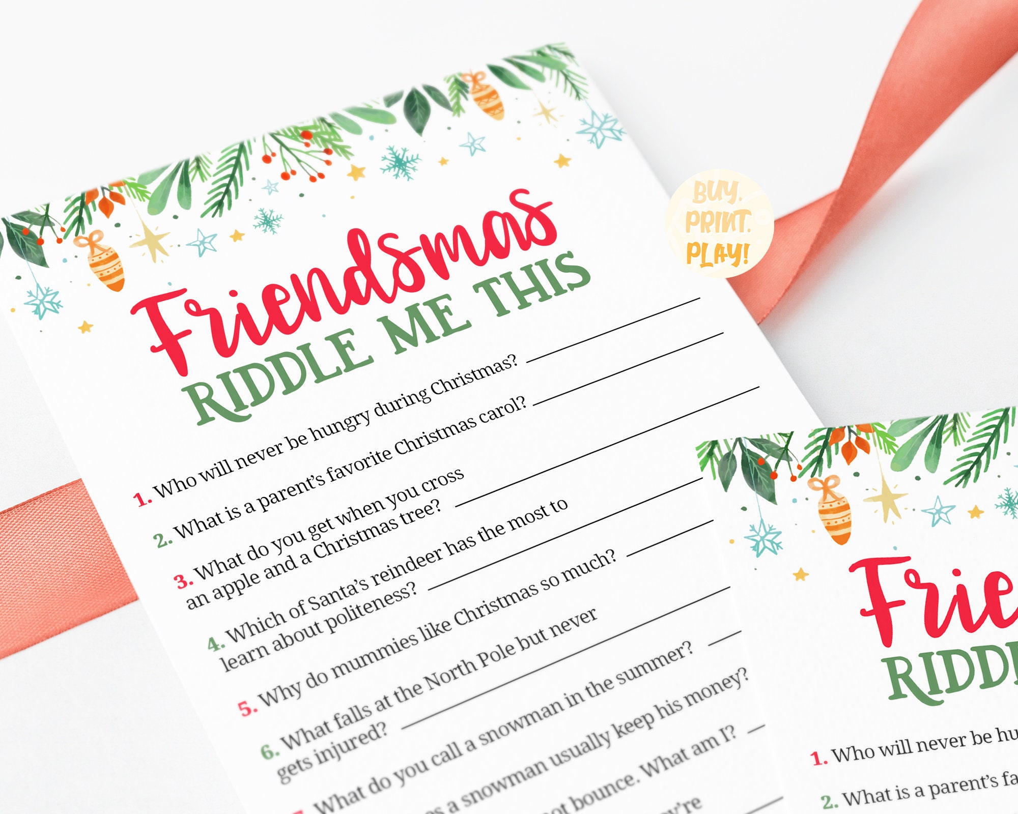 Friendsmas Riddle Me This Christmas Friends Party Games for - Etsy