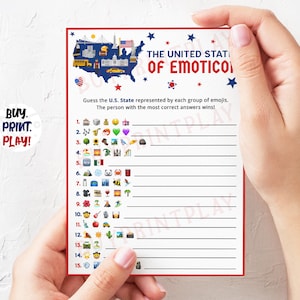 US States Emoji Pictionary Game | 4th of July Games | USA Patriotic ...