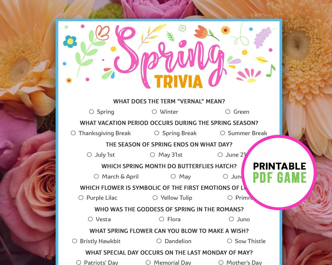 Spring Trivia Game | Printable Spring Activity for Adults, Teens & Kids ...