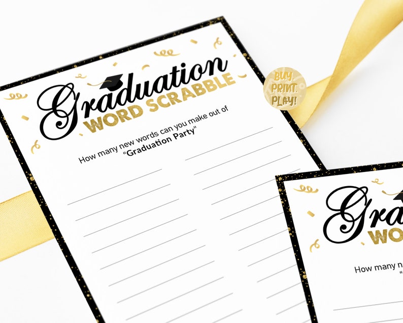 Graduation Party Word List Fun Printable Games High School - Etsy