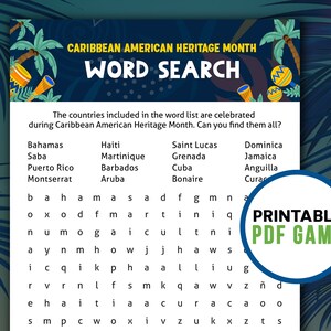Caribbean American Heritage Month Party Printable Games Bundle | 8 Fun ...
