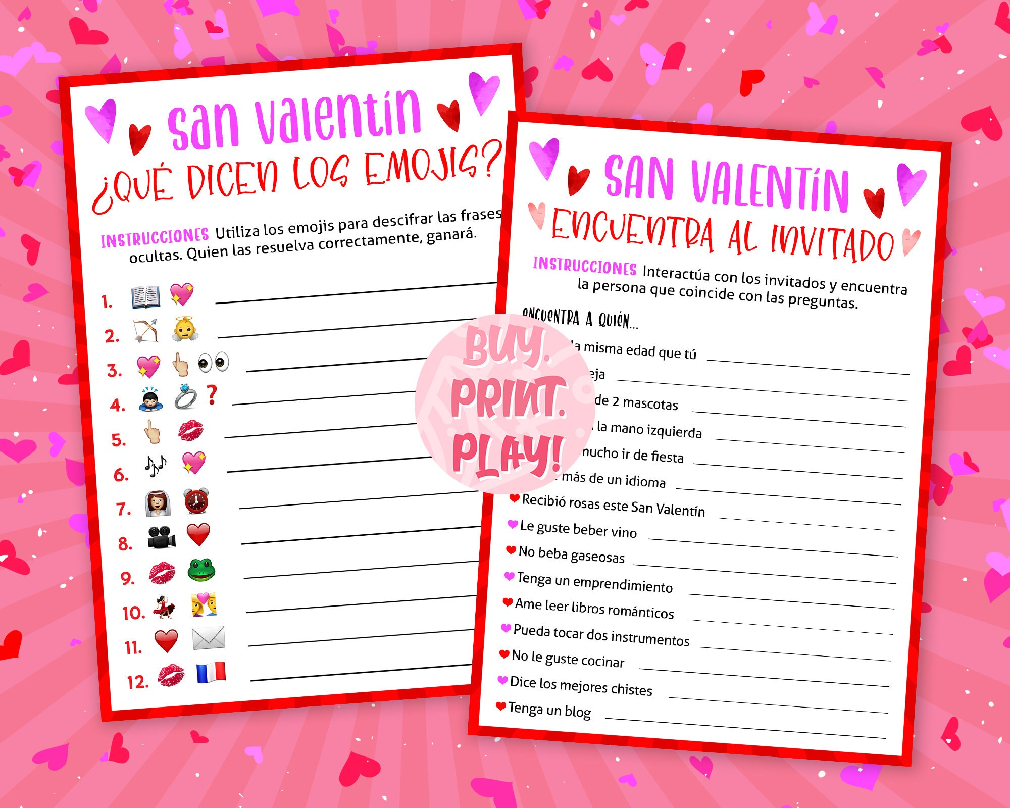 15 Juegos De San Valentin Para Adultos Spanish Valentines - Etsy