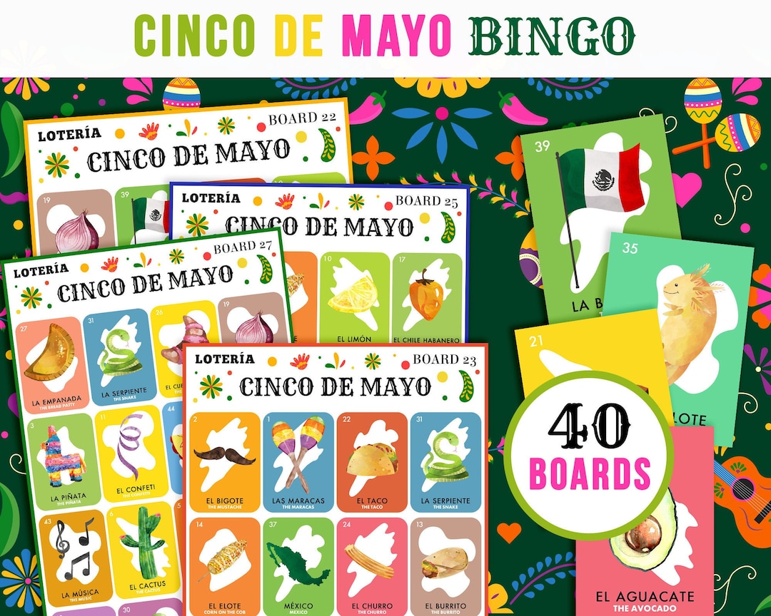 Cinco De Mayo Bingo Game | Includes 40 Cards | Lotería Mexicana ...