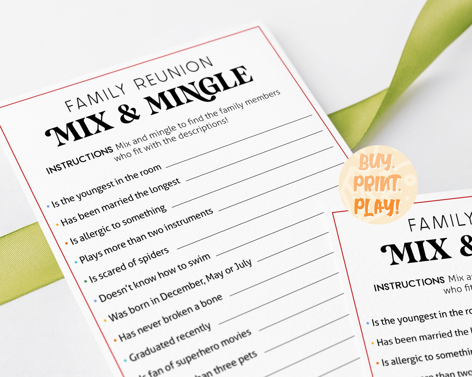 Family Reunion Mix and Mingle Game Family Gathering Party - Etsy