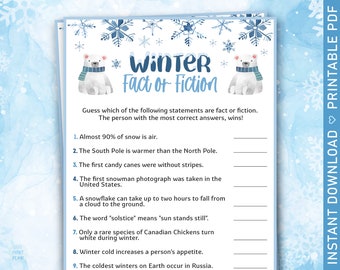 Winter Trivia Game, Think Fast Game, Winter Printable Games, Fun Winter ...