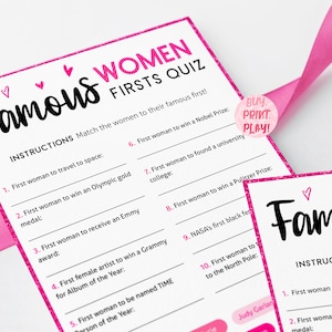 Women Firsts Trivia | Ladies Night Games | Girls Night in & Out Quiz ...