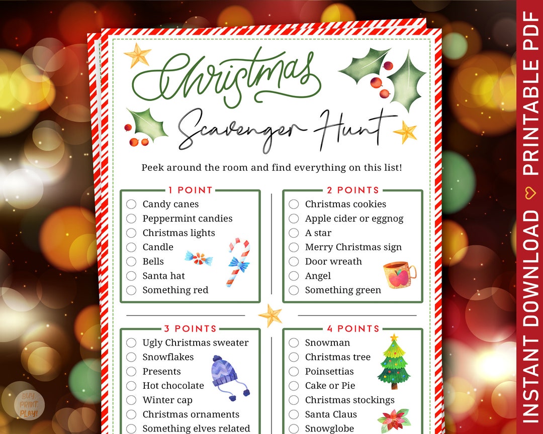 Christmas Games - Scavenger Hunt for Adults and Kids | Family Printable ...