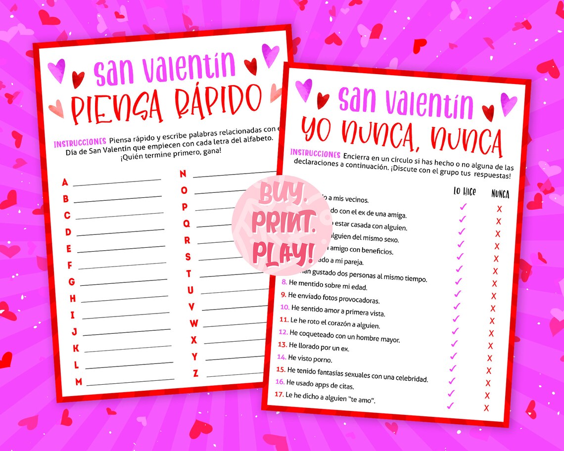 15 Juegos De San Valentin Para Adultos Spanish Valentines - Etsy