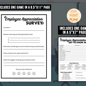 Employee Appreciation Day Printable Worksheets Employee - Etsy