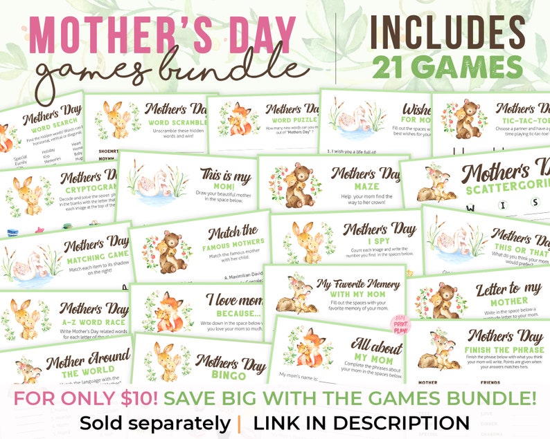 Mothers Day Bingo for Kids Family Games Includes 30 Bingo - Etsy