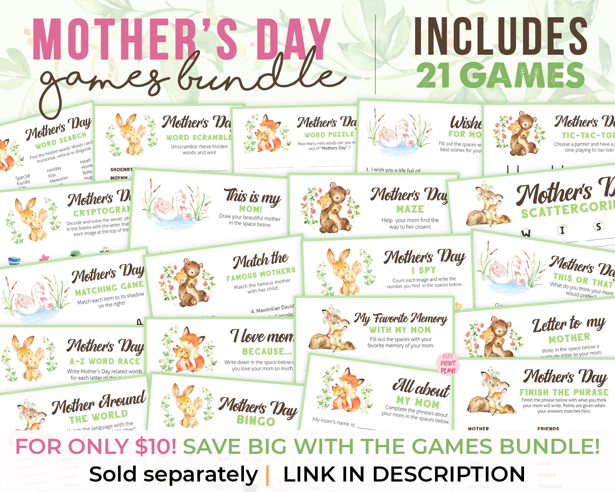 Mothers Day Bingo for Kids Family Games Includes 30 Bingo - Etsy
