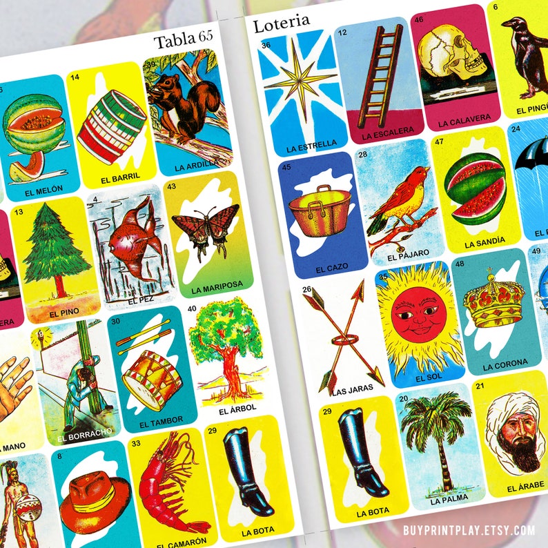 100 Mexican Loteria Cards 2 Different Versions 200 Total - Etsy