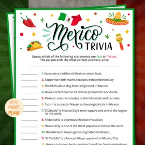 Fun Mexico Trivia | Hispanic Heritage Month | Mexican Independence Day ...