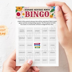 Hispanic Heritage Month Word Bingo | Latin America Heritage History ...