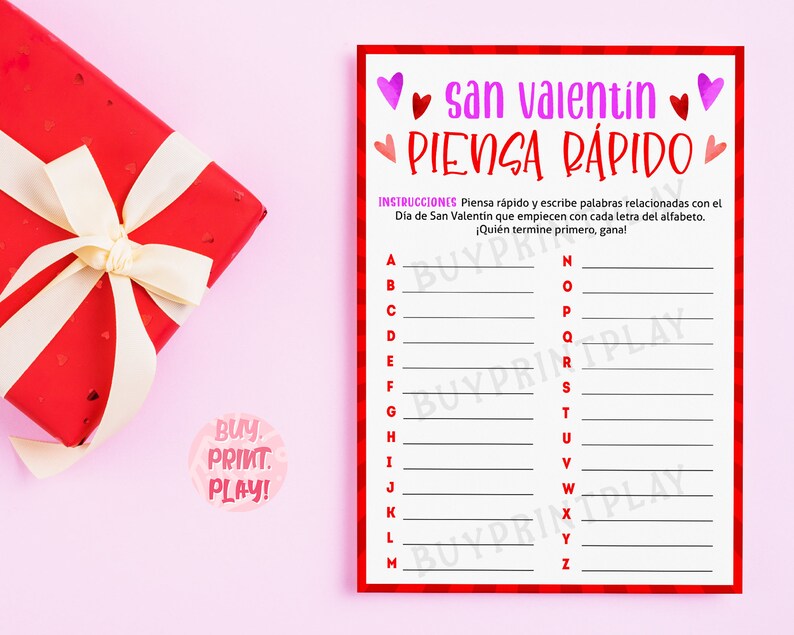 Juegos de San Valentin Piensa Rápido Imprimibles en - Etsy España