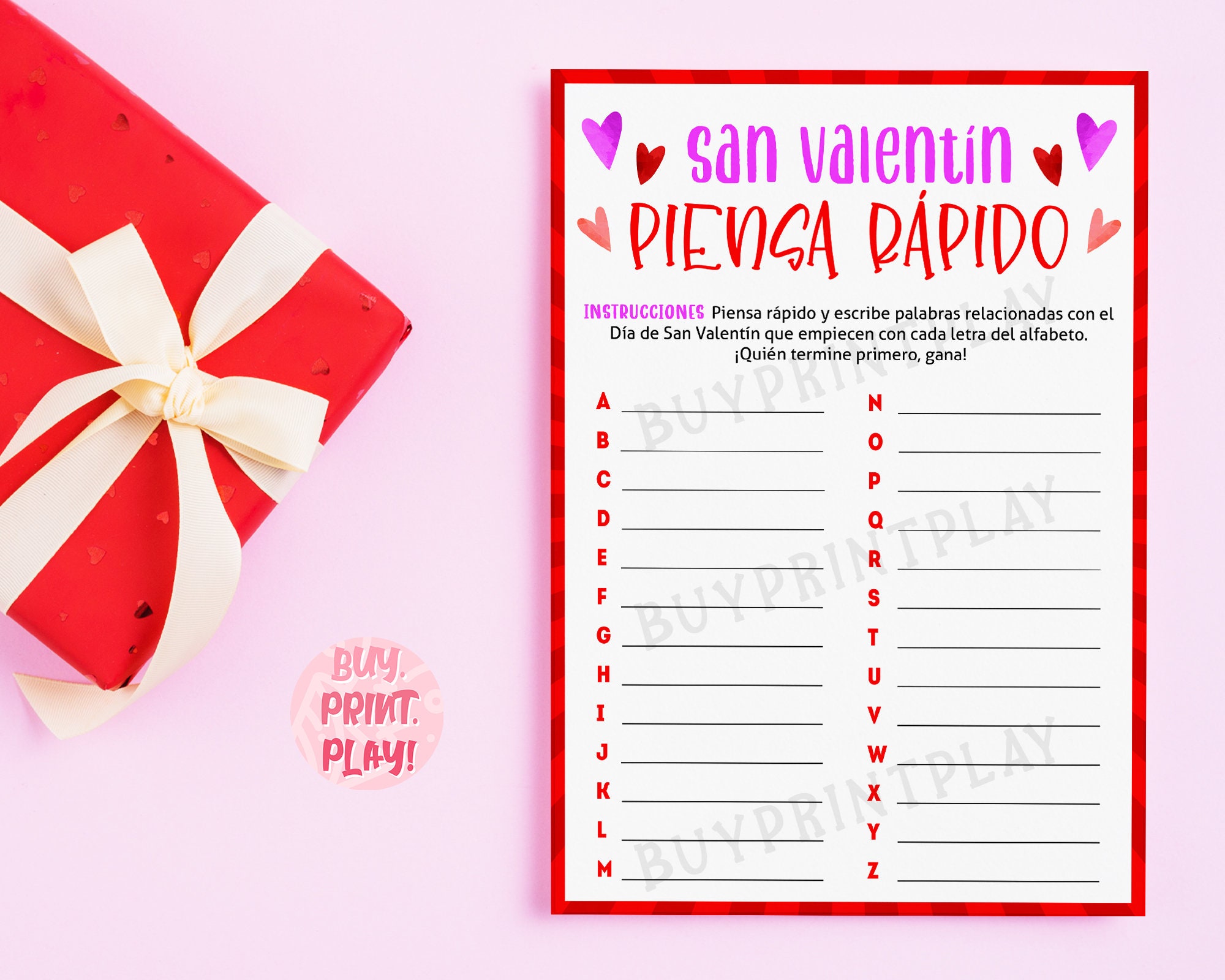 Juegos de San Valentin Piensa Rápido Imprimibles en - Etsy España