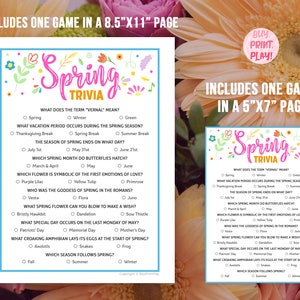 Spring Trivia Game | Printable Spring Activity for Adults, Teens & Kids ...